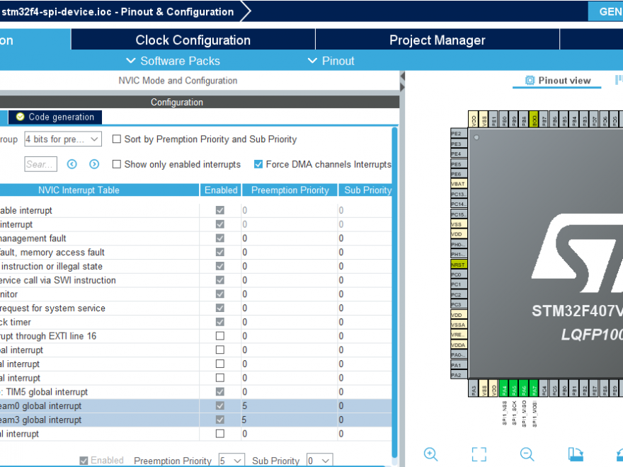 Setting up an STM32F4 as an SPI device with FreeRTOS and STM32MXCube ...